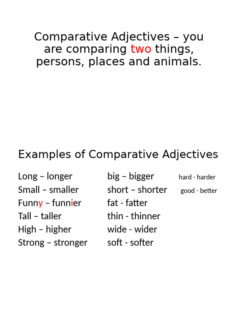Comparative Adjectives - You Are Comparing Two Things | PDF