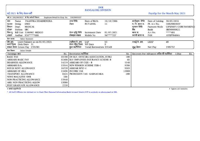 Payslip 50829803037 202105 | PDF
