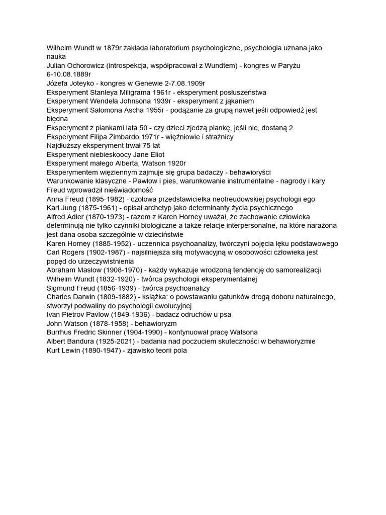 Historia Myśli Psychologicznej | PDF