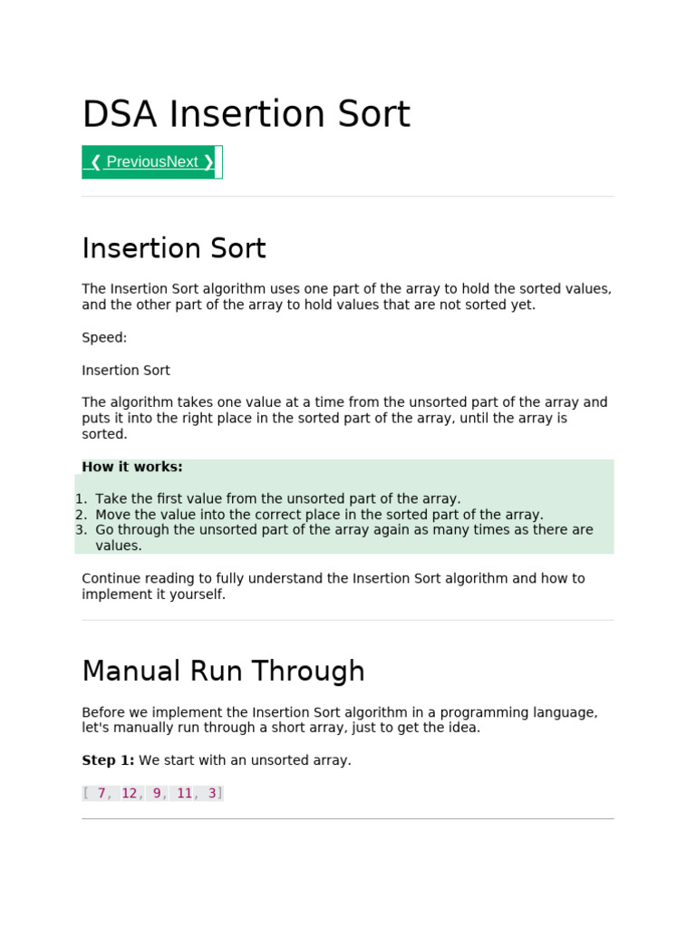 DSA Insertion Sort | PDF | Theoretical Computer Science | Computing DSA Insertion Sort | PDF | Theoretical Computer Science | Computing