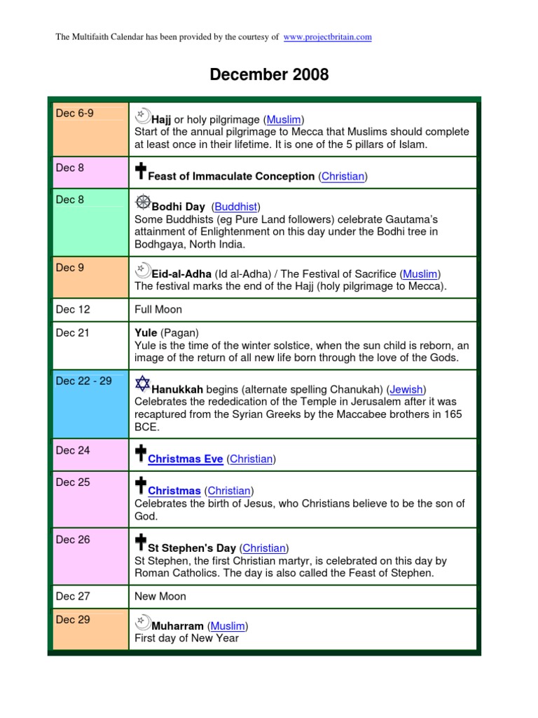 Multi Faith Calendar | PDF