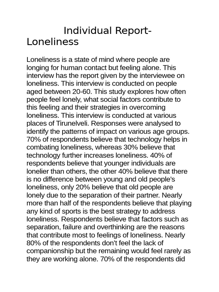 Individual Report Loneliness | PDF
