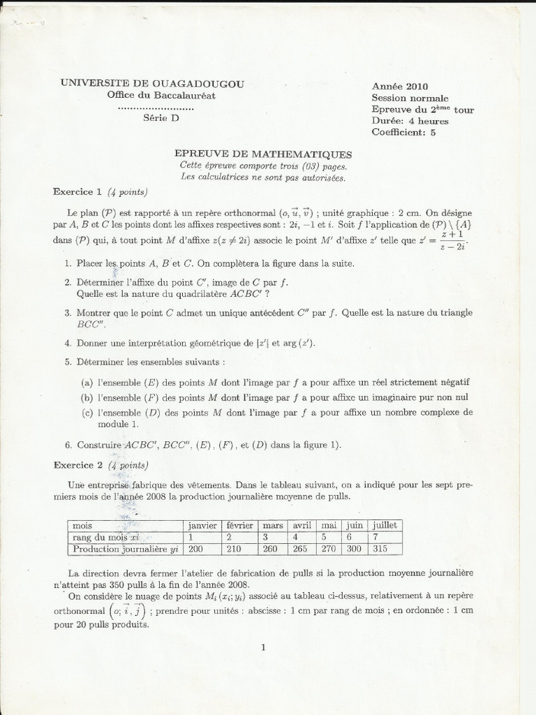 BAC D 2010 - 2eme Tour | PDF