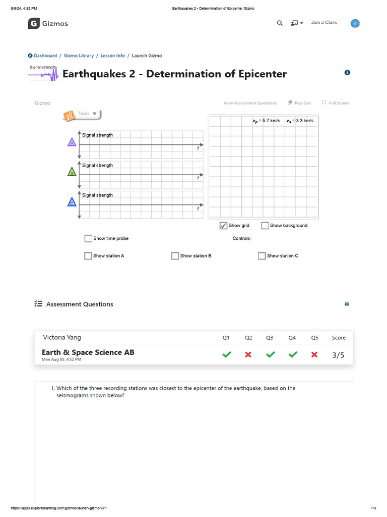 Earthquake Epicenter Determination Gizmo | PDF | Seismology | Geophysics
