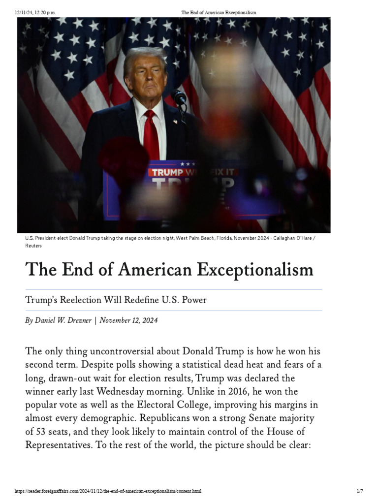 The End of American Exceptionalism | PDF | Donald Trump | American Government