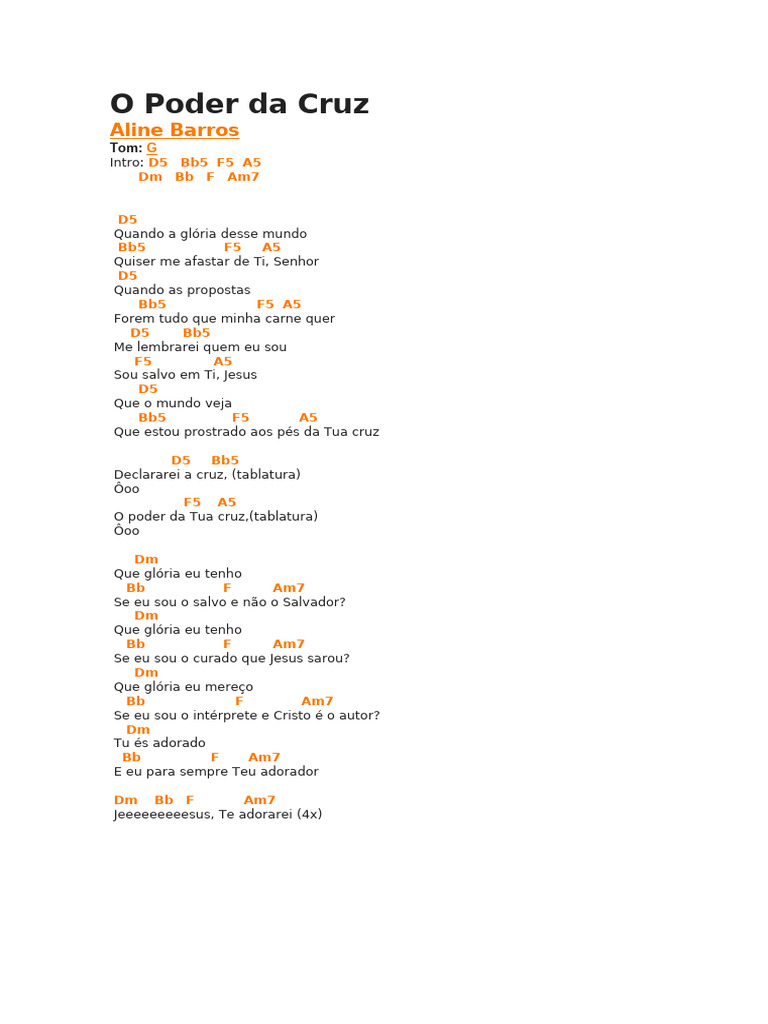 O Poder Da Cruz Cifra | PDF