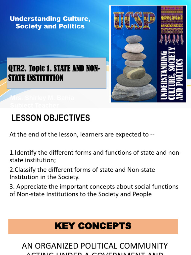UCSP Q2 TOPIC1 State and NonState Institution | PDF | State (Polity ...
