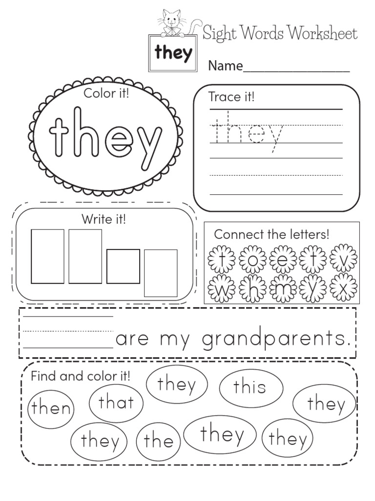 They Sight Word Worksheet | PDF
