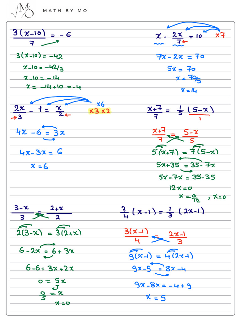 Equations With Numbers in The Denominator | PDF