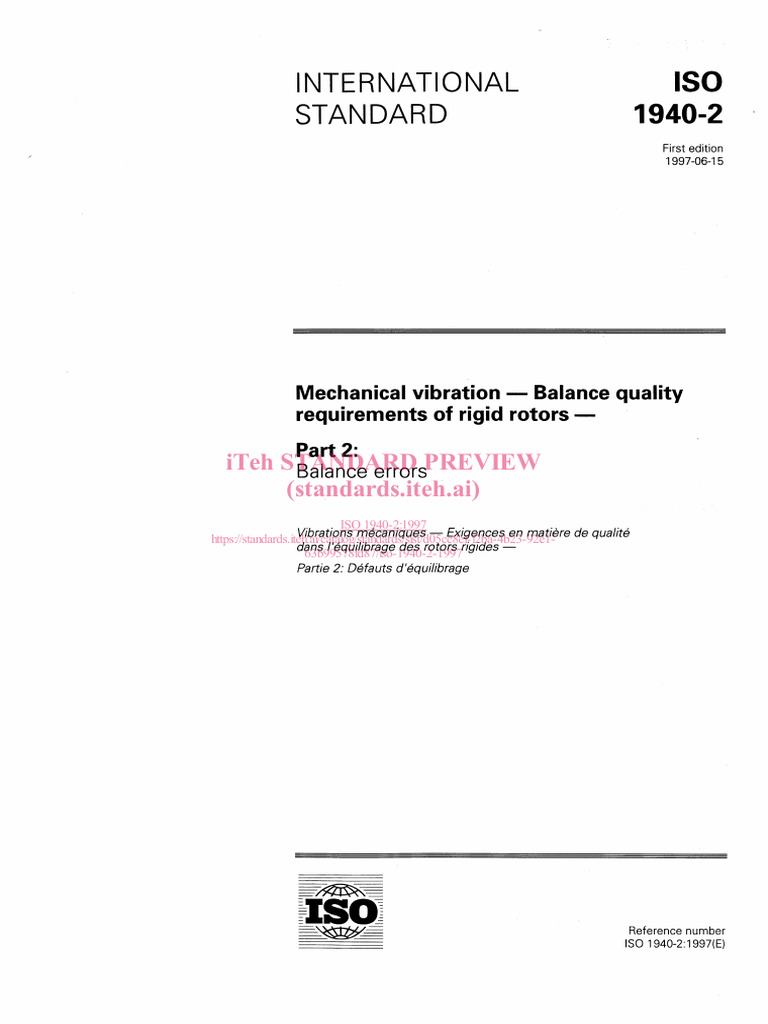 ISO 1940-2:1997 Standard Preview | PDF