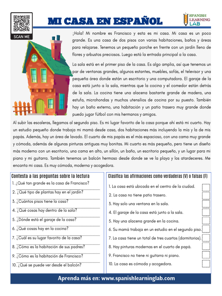 Mi Casa en Espanol Lectura Ejercicios This Is My House in Spanish PDF ...