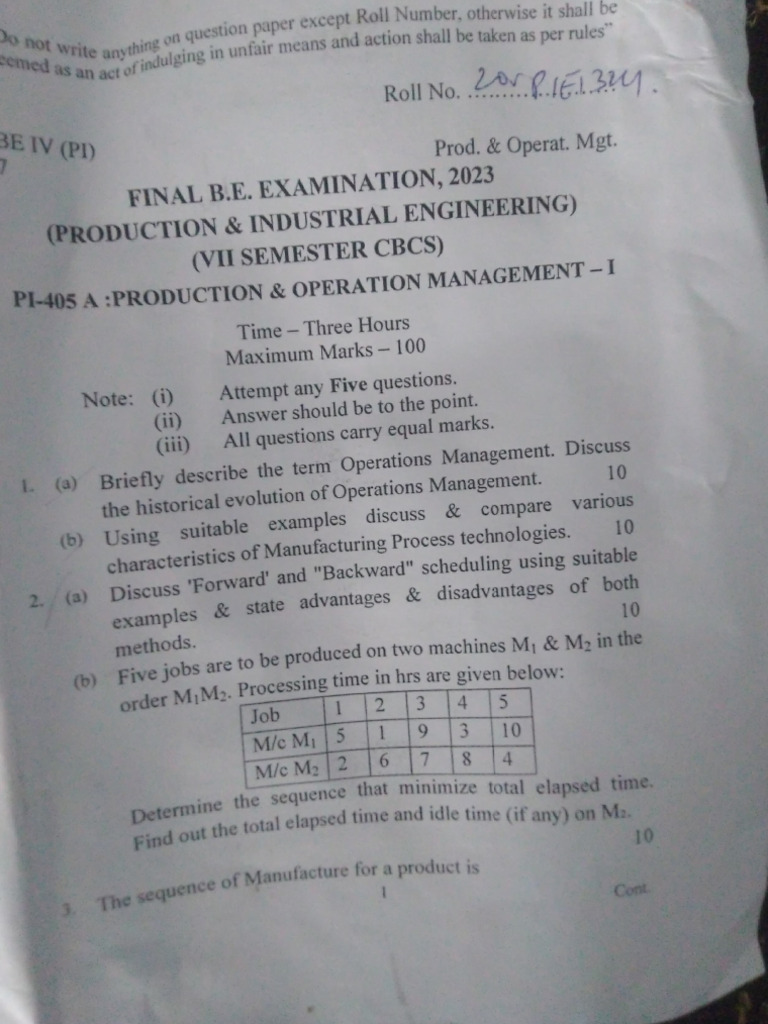 7th Sem 2023 Papers P&I | PDF