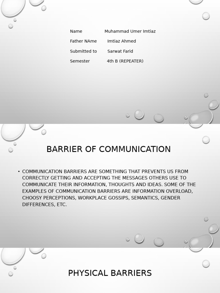 Barrier of Communication Presentation (Muhammad Umer Imtiaz) | PDF ...