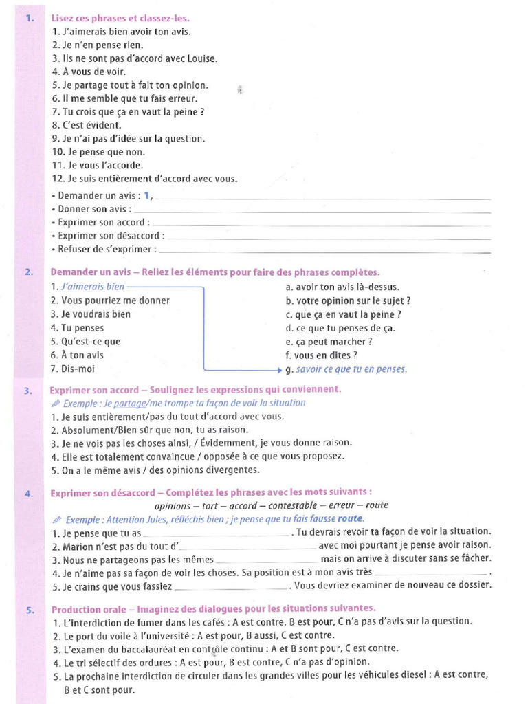 Exprimer Son Opinion Exercices | PDF