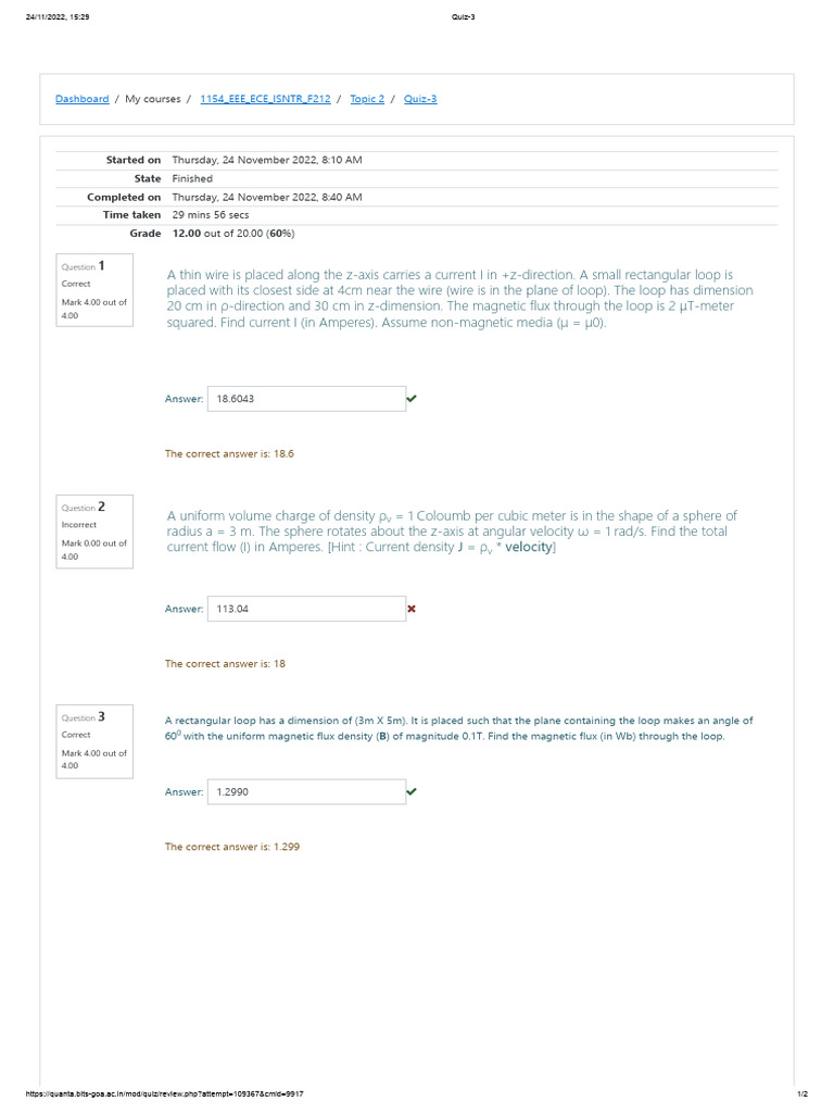 Quiz-3 | PDF | Magnetic Field | Flux