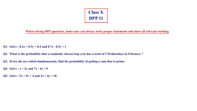 Class 10 - DPP 11 | PDF | Language Arts & Discipline | Teaching Methods & Materials