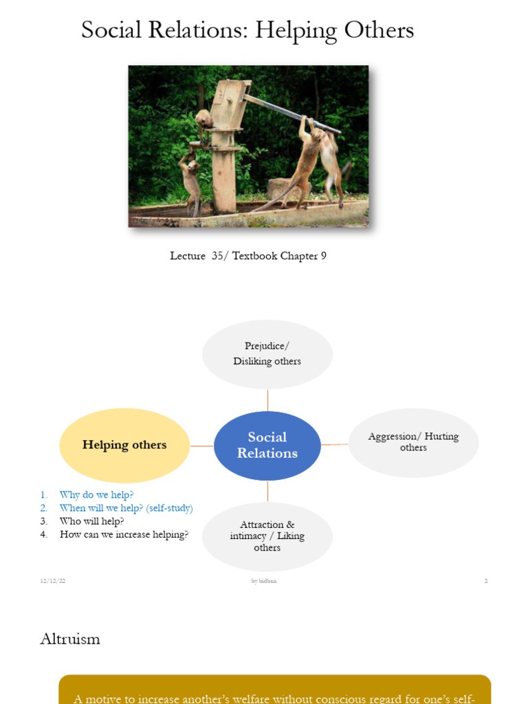 Social Relations: Helping Others: Lecture 35/ Textbook Chapter 9 | PDF ...