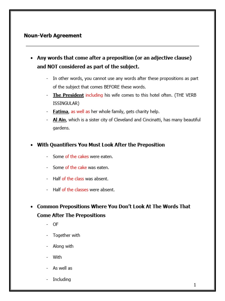 Noun-Verb Agreement | PDF | Grammatical Number | Plural