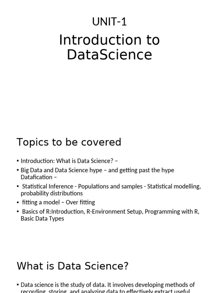 Unit 1 Datascience Pdf Statistics Data Science