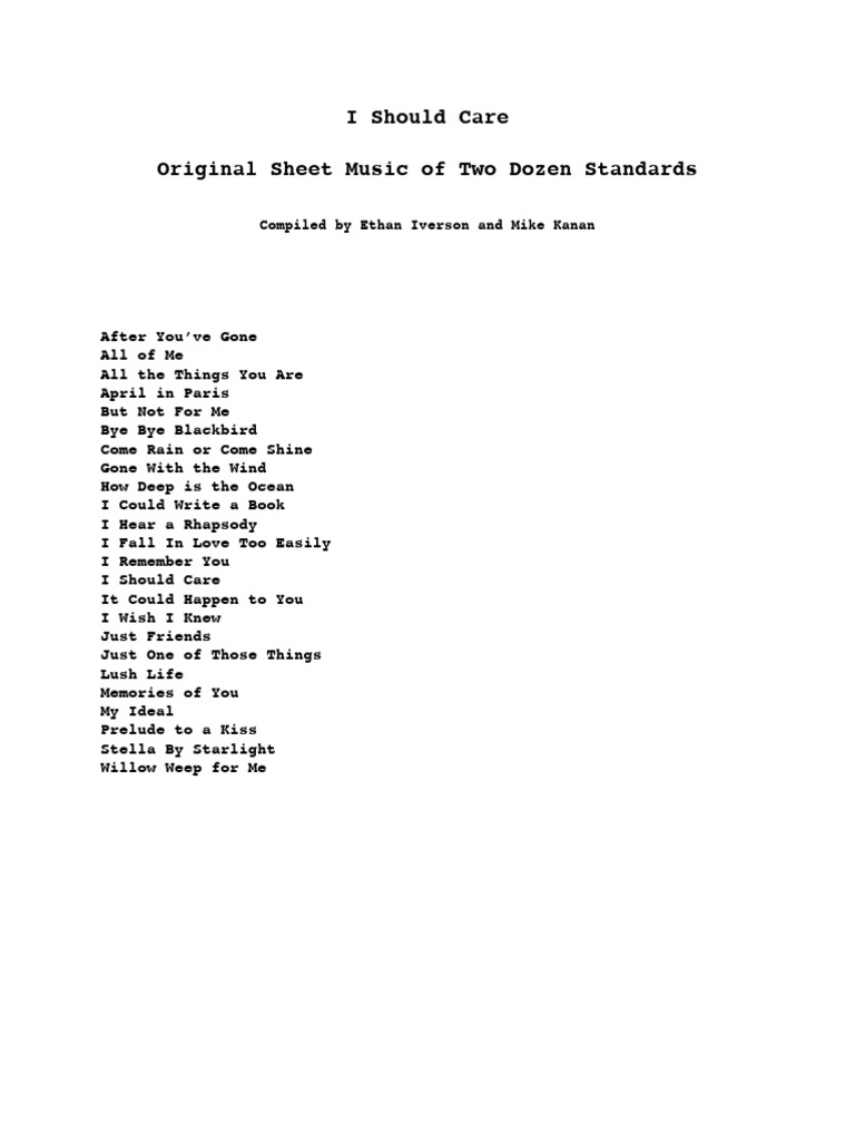 Two Dozen Standards (Iverson - Kanan) | PDF | Lead Sheet | Jazz