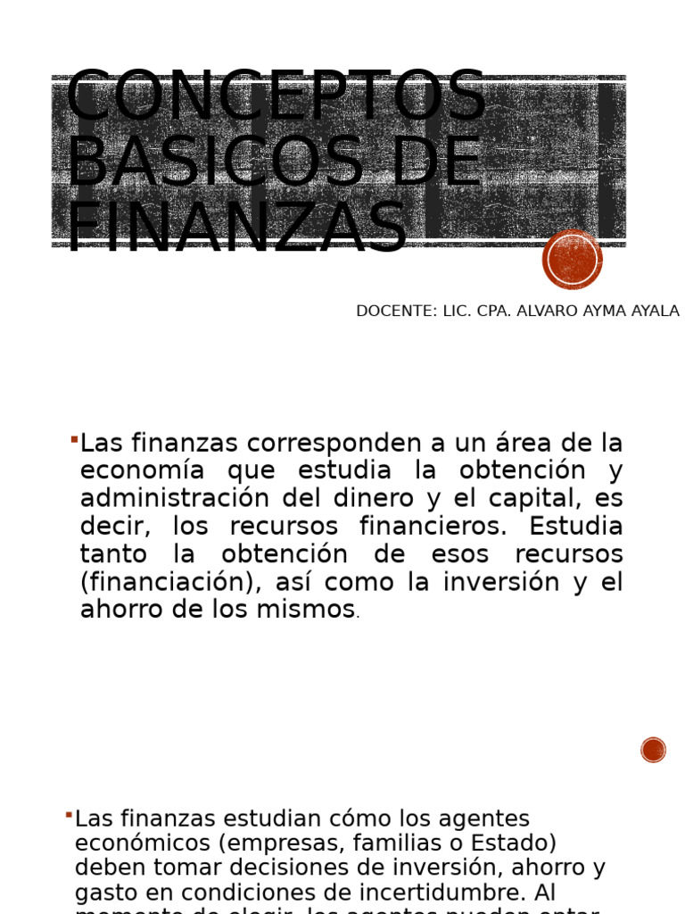 Unidad 1 Conceptos BASICOS de Finanzas | PDF | Inversiones | Economias