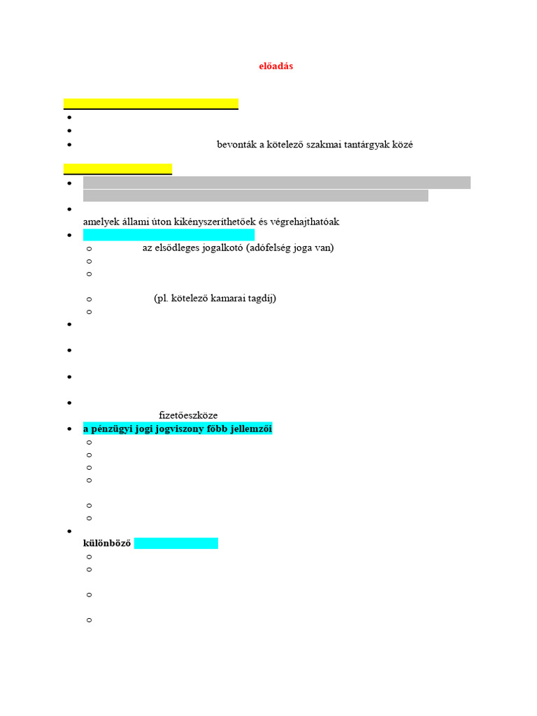 Pénzügyi Jog 1. Összes Anyag | PDF