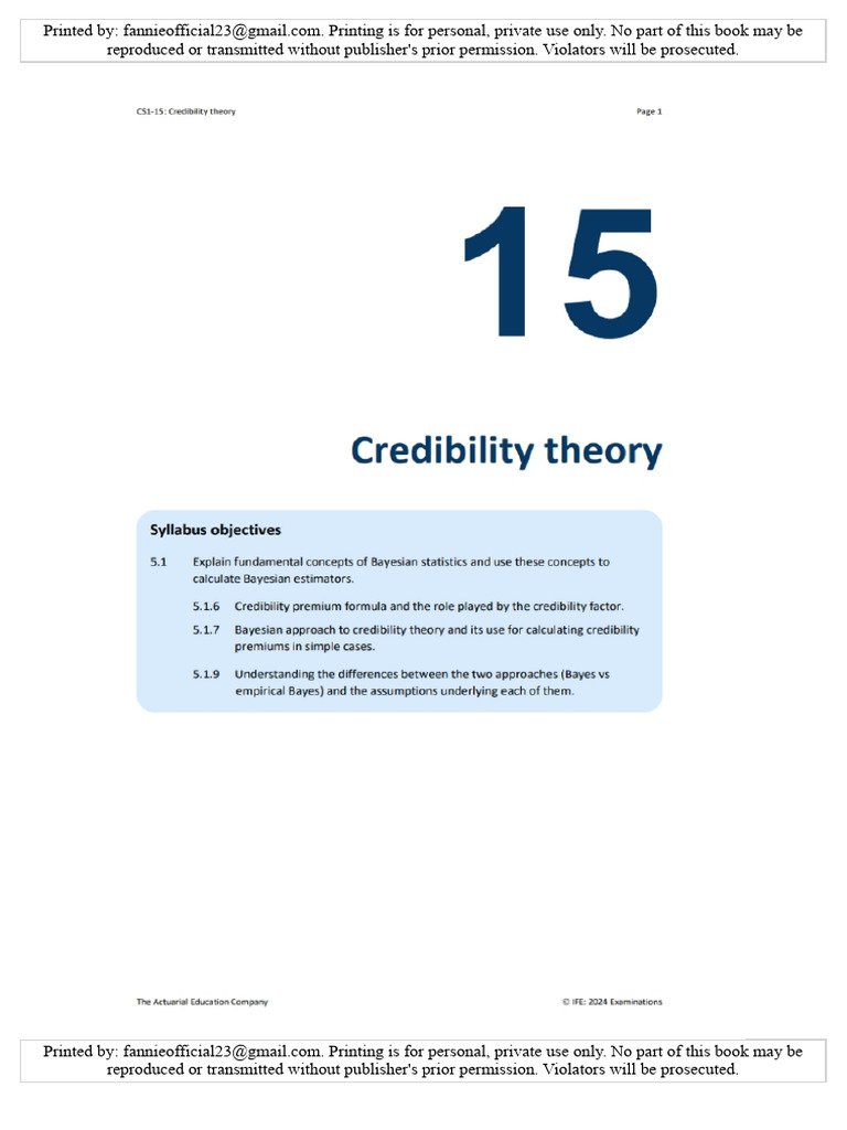 ActEd Chapters 15-16 | PDF