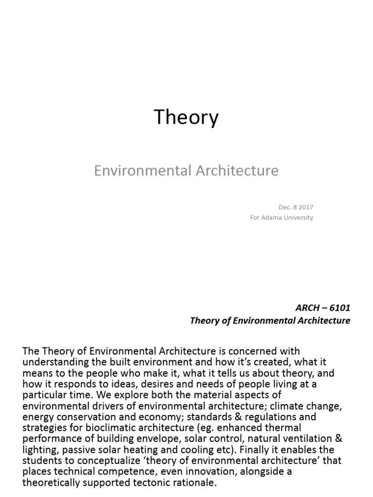 Theory of Environmental Architecture | PDF | Theory | Ontology