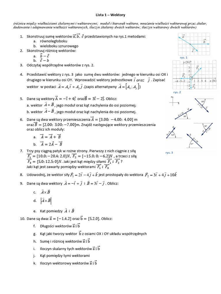 Lista 1 - wektory | PDF
