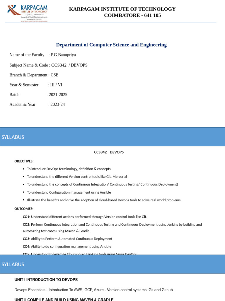 DevOps Syllabus for CSE Students | PDF | Cloud Computing | Microsoft Azure