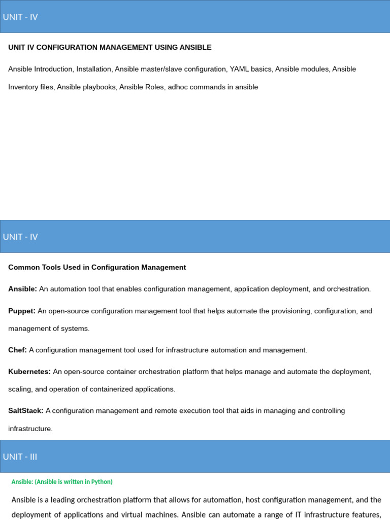 Unit IV Configuration Management Using Ansible | PDF | Computer ... Unit IV Configuration Management Using Ansible | PDF | Computer ...