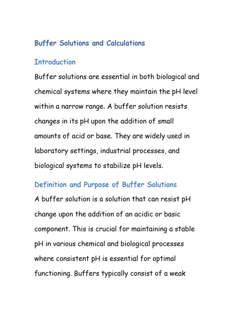 Buffer Solutions: Formulas and Calculations | PDF | Buffer Solution | Ph