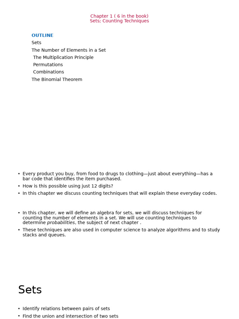 Lect. 1 Sets | PDF | Set (Mathematics) | Mathematics