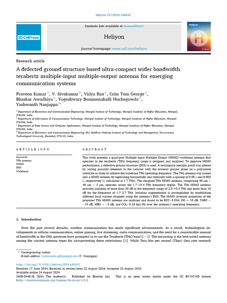 A Defected Ground Structure Based Ultra Compact Wi Pdf Antenna Radio Mimo