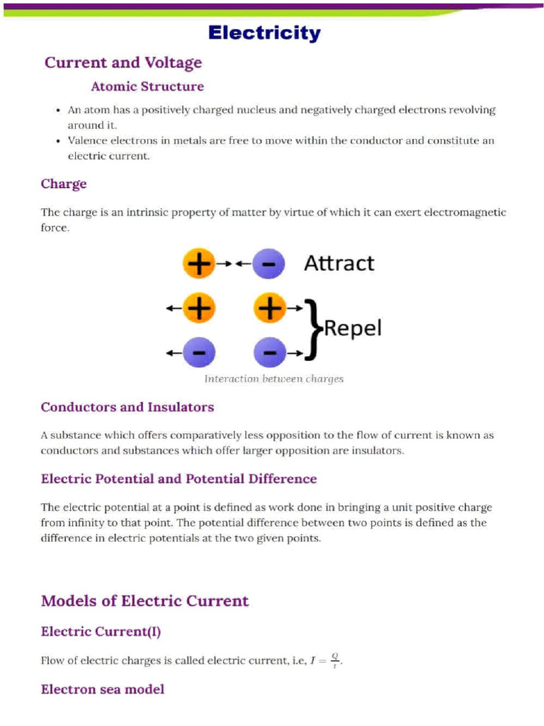 Class 10 Chap 12 Electricity Notes | PDF | Electric Current | Electron