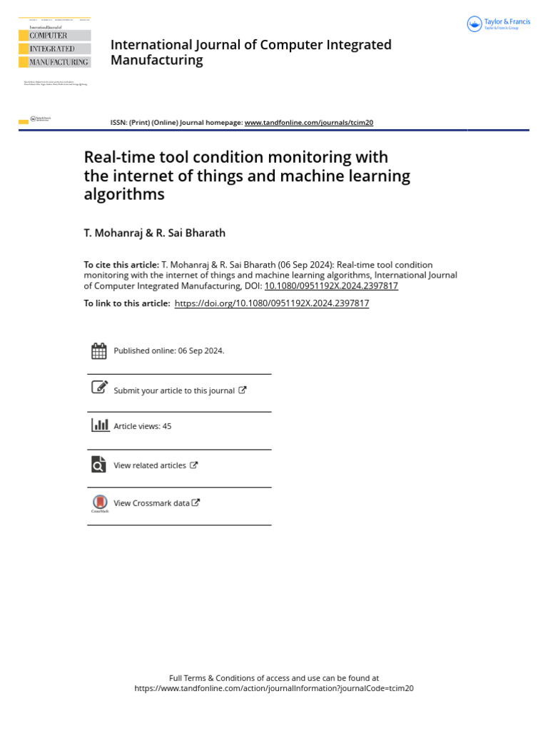 IoT & ML in Tool Condition Monitoring | PDF | Machine Learning ...