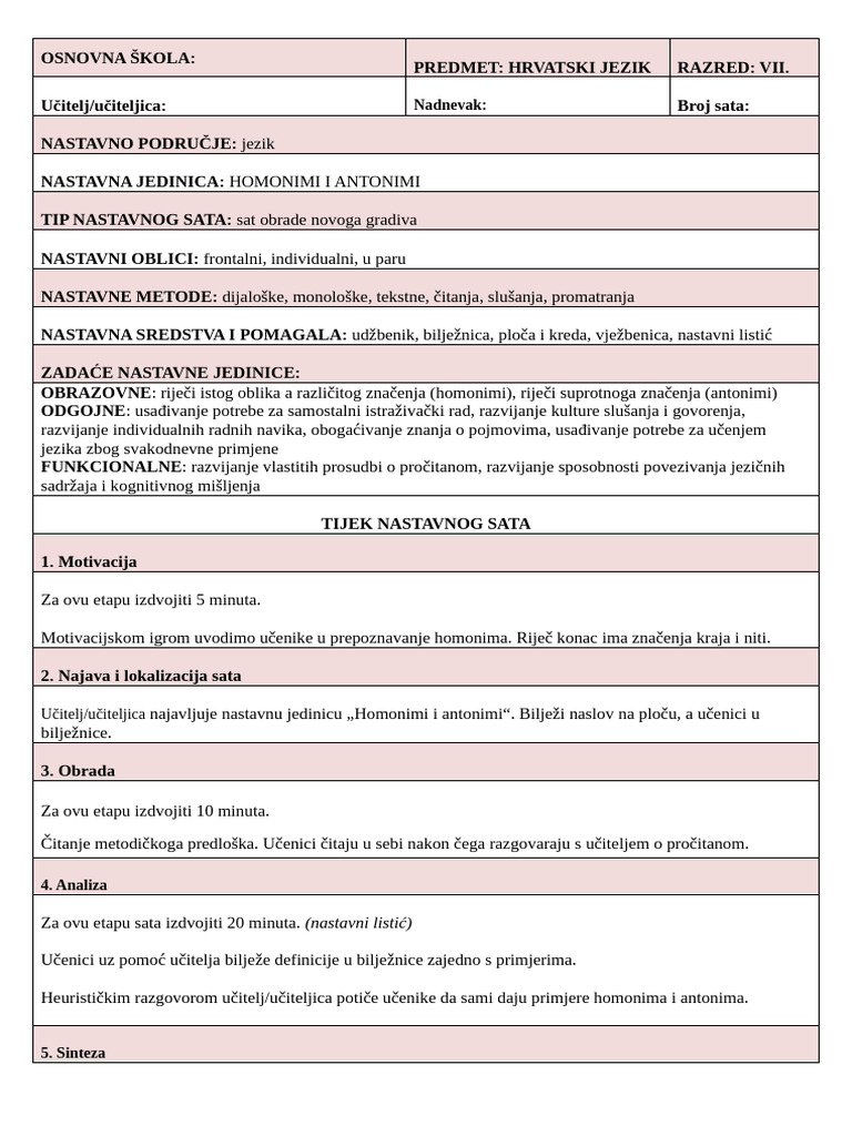 Homonimi I Antonimi | PDF