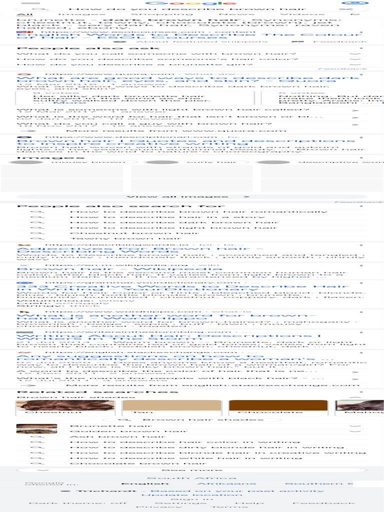 Descriptive Words for Brown Hair | PDF | Human Appearance ...