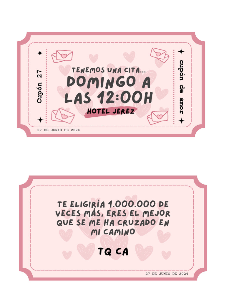 Cupón de Amor Vales para San Valentín Cumpleaños Imprimibles Románticos ...