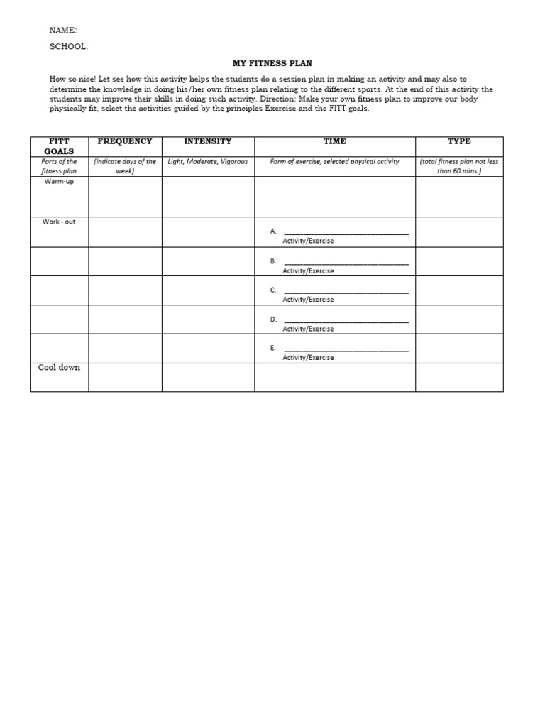 P.E11 - Fitness Plan | PDF