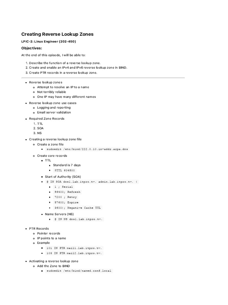 Creating Reverse Lookup Zones in BIND | PDF | Domain Name System ...