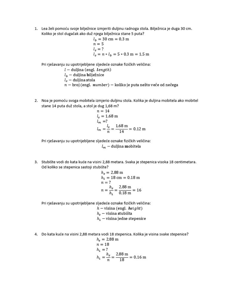 Zadaci Za Vjezbu - Cjelina 1 | PDF
