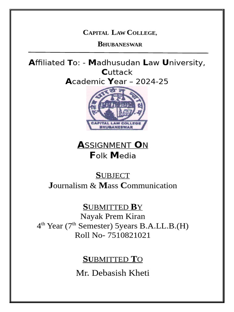 Assignment Cover PG Journalism | PDF | Social Science