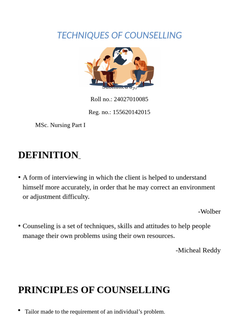 TECHNIQUES OF COUNSELLING | PDF | Social Psychology | Psychological ...