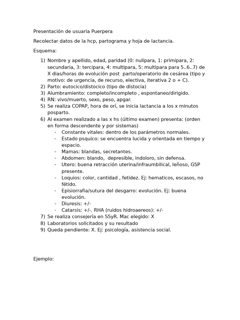 Presentacion de Usuaria Puerpera | PDF | Bienestar