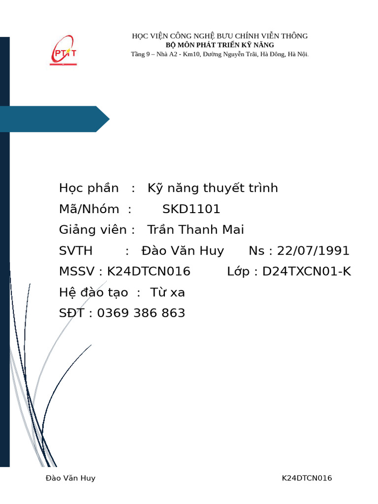 BTTH - Kỹ Năng Thuyết Trình | PDF