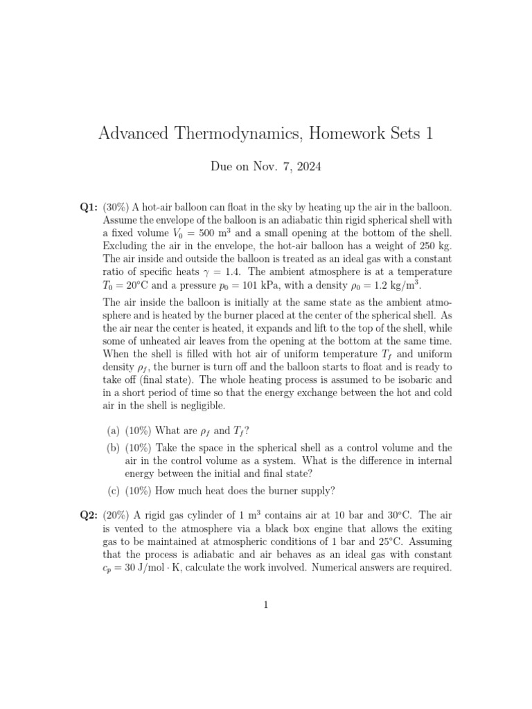 hw1 1 | PDF | Gibbs Free Energy | Heat
