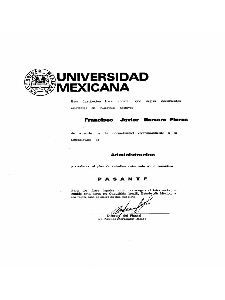 06 Carta Pasante Unimex | PDF