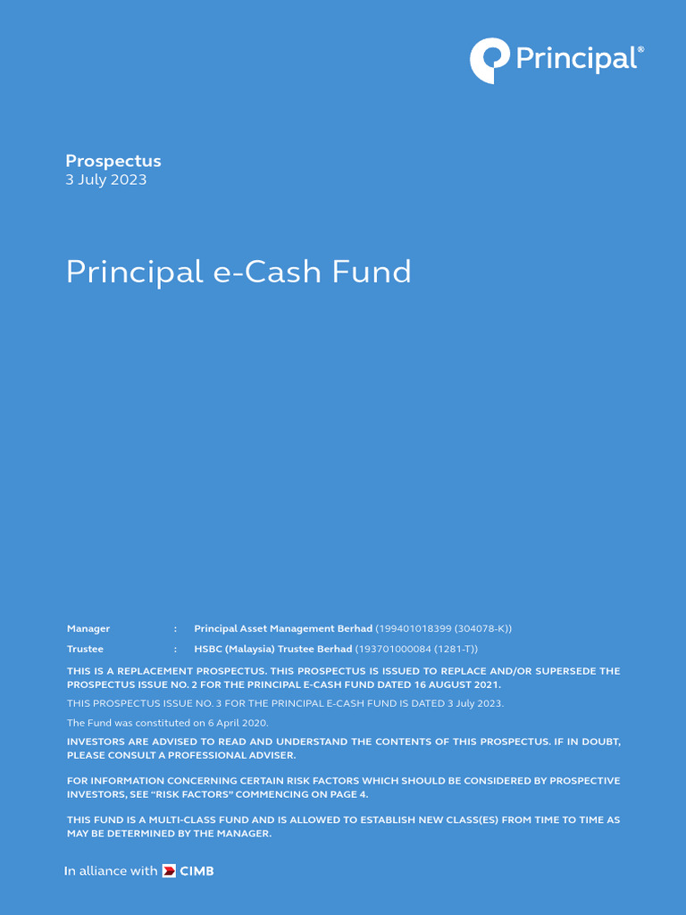 En Principal ECash Fund PROP | PDF | Investment Fund | Money Market Fund