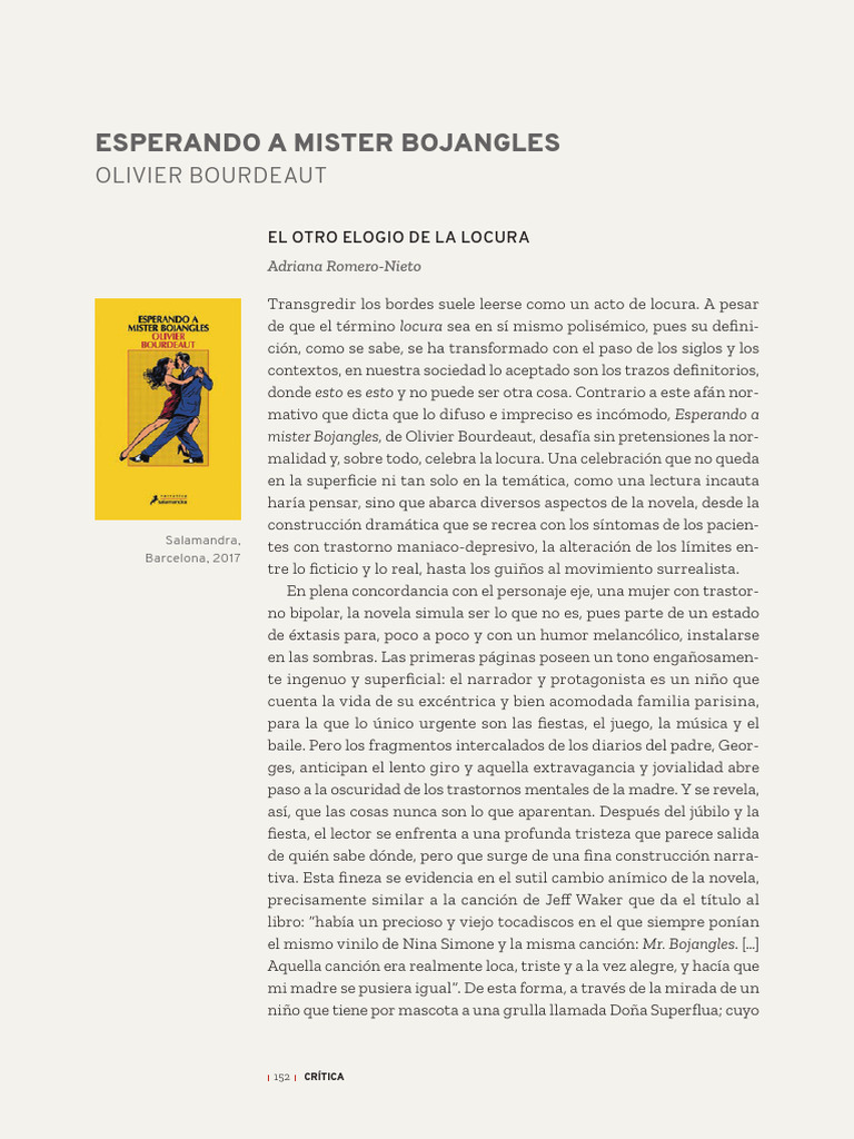 Esperando A Mister Bojangles: Olivier Bourdeaut | PDF | Desorden bipolar
